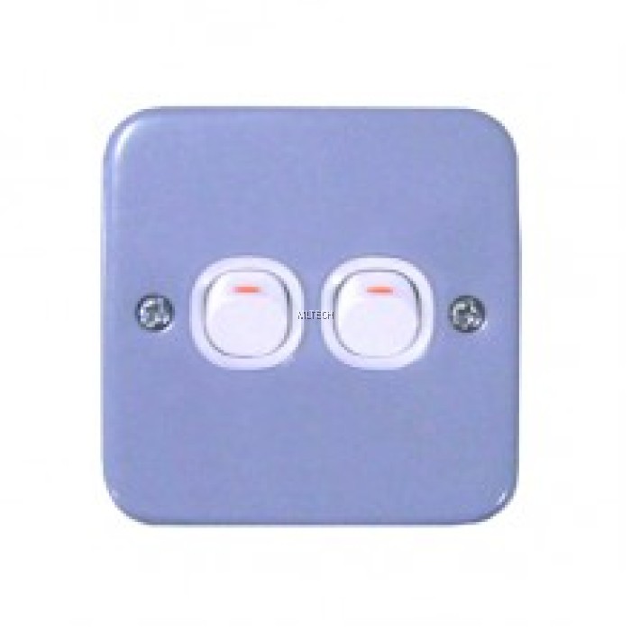 ESM Metal Clad Series - 10A 2 Gang 1-Way Switch