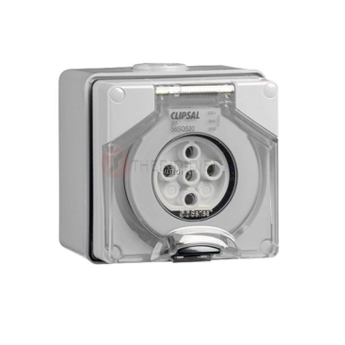 S56 Series - 500V 16A 5 Round Pin Socket, Grey