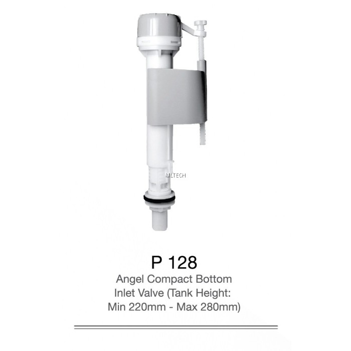 P128 Angel Compact Bottom Inlet Valve (Tank Height : Min 220mm - Max 280mm)