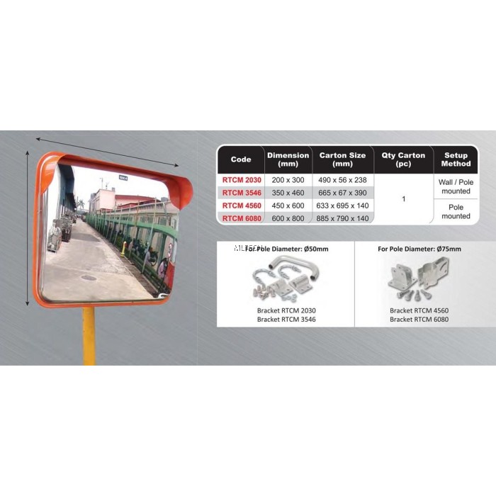 Safer Stainless Steel Convex Mirror (Outdoor Use) - Rectangular Shape