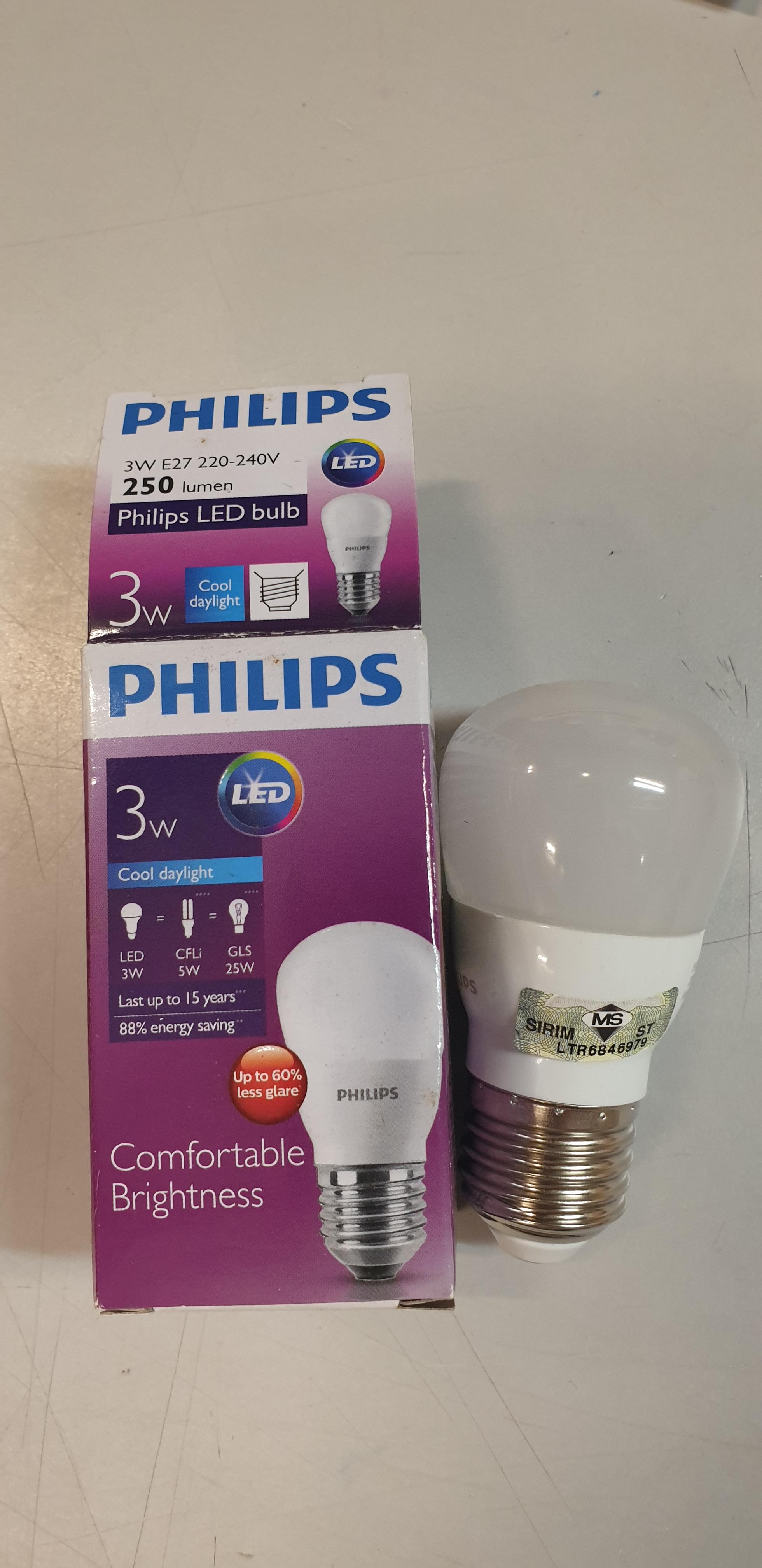 PHILIPS LED BULB 3W DAYLIGHT E27 250LM